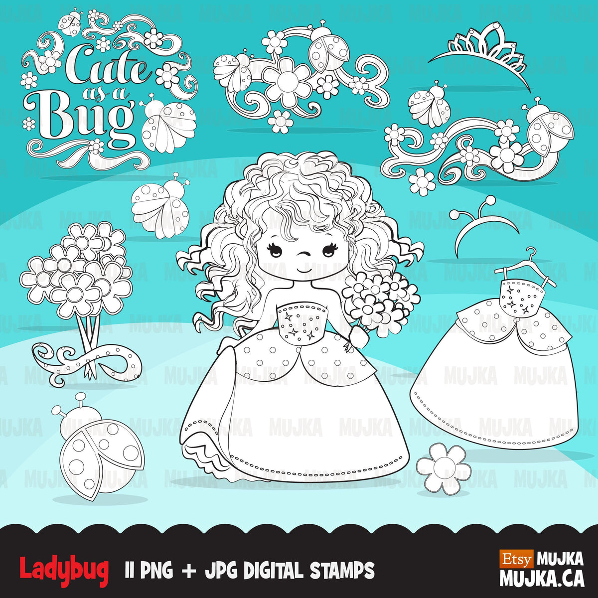 Ladybug Digital Stamps, Girl, animal – MUJKA CLIPARTS