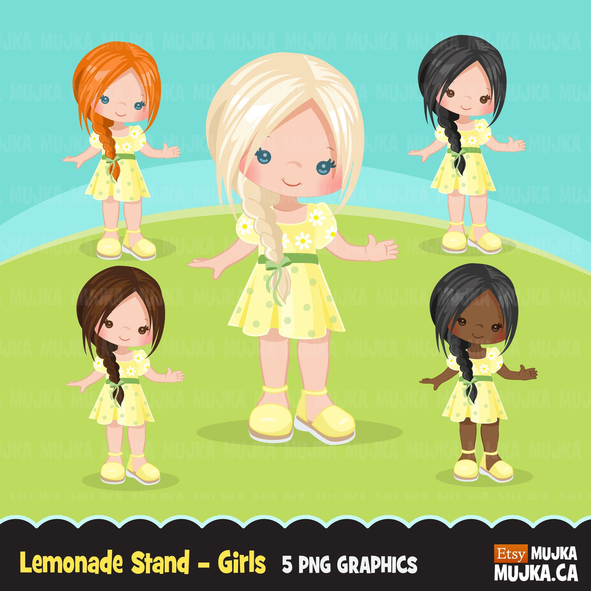 Lemonade Stand Girls clipart summer – MUJKA CLIPARTS