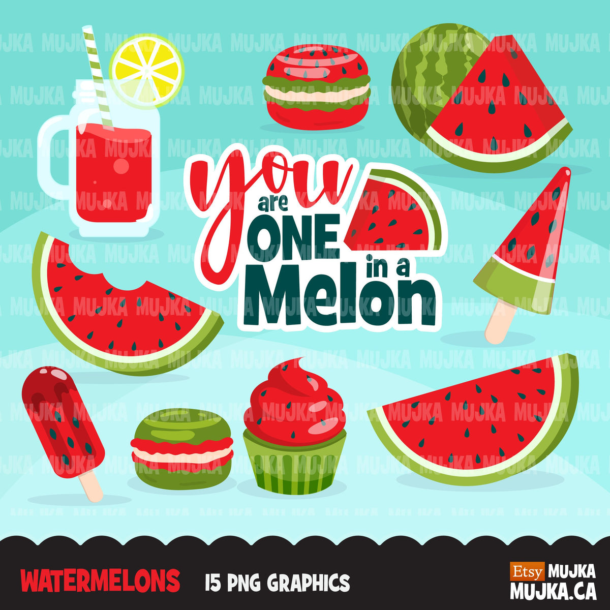 Melon Clipart. Watermelon slices graphics – MUJKA CLIPARTS