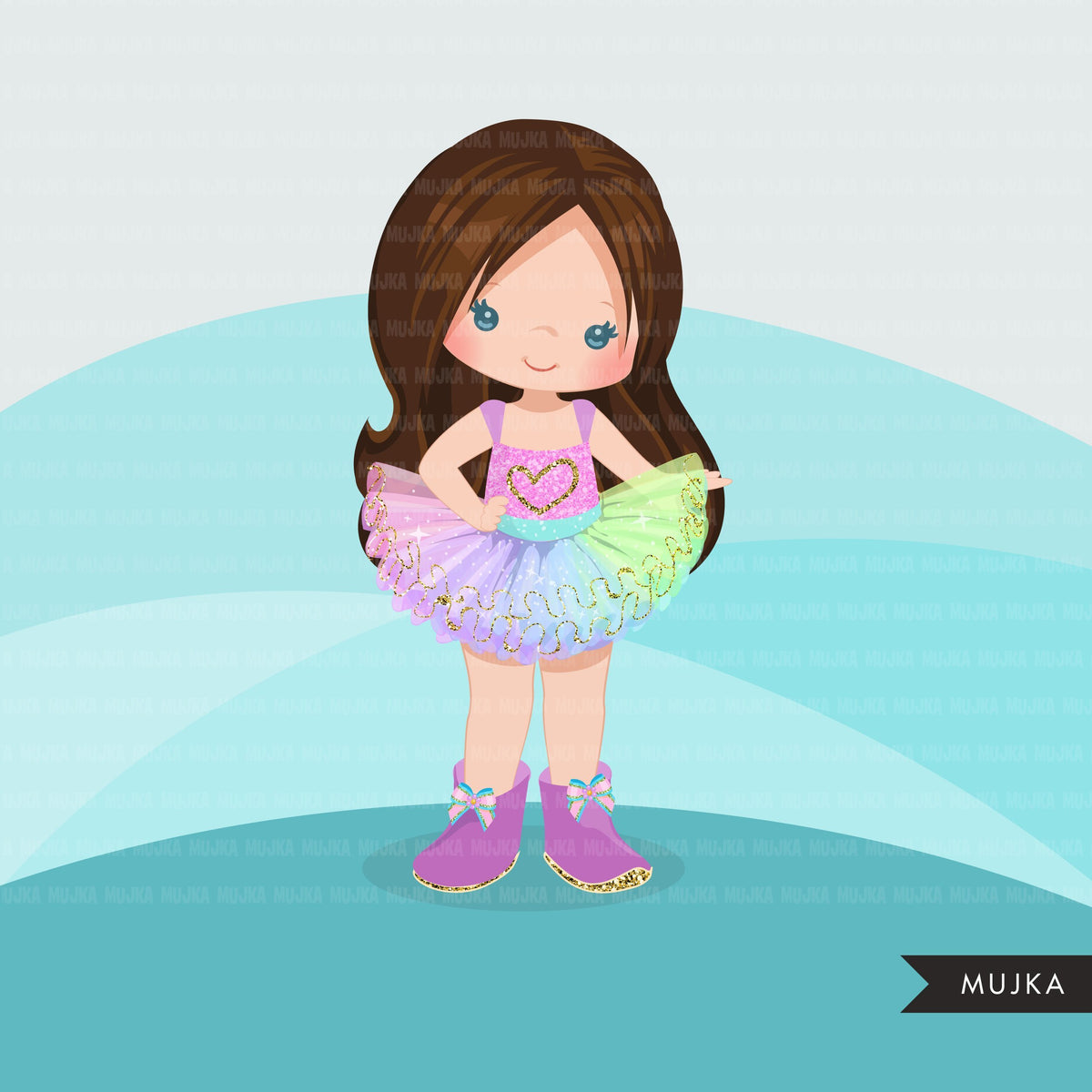 Rainbow Unicorn Tutu Clipart. Little Girl Outfit graphics. – MUJKA CLIPARTS