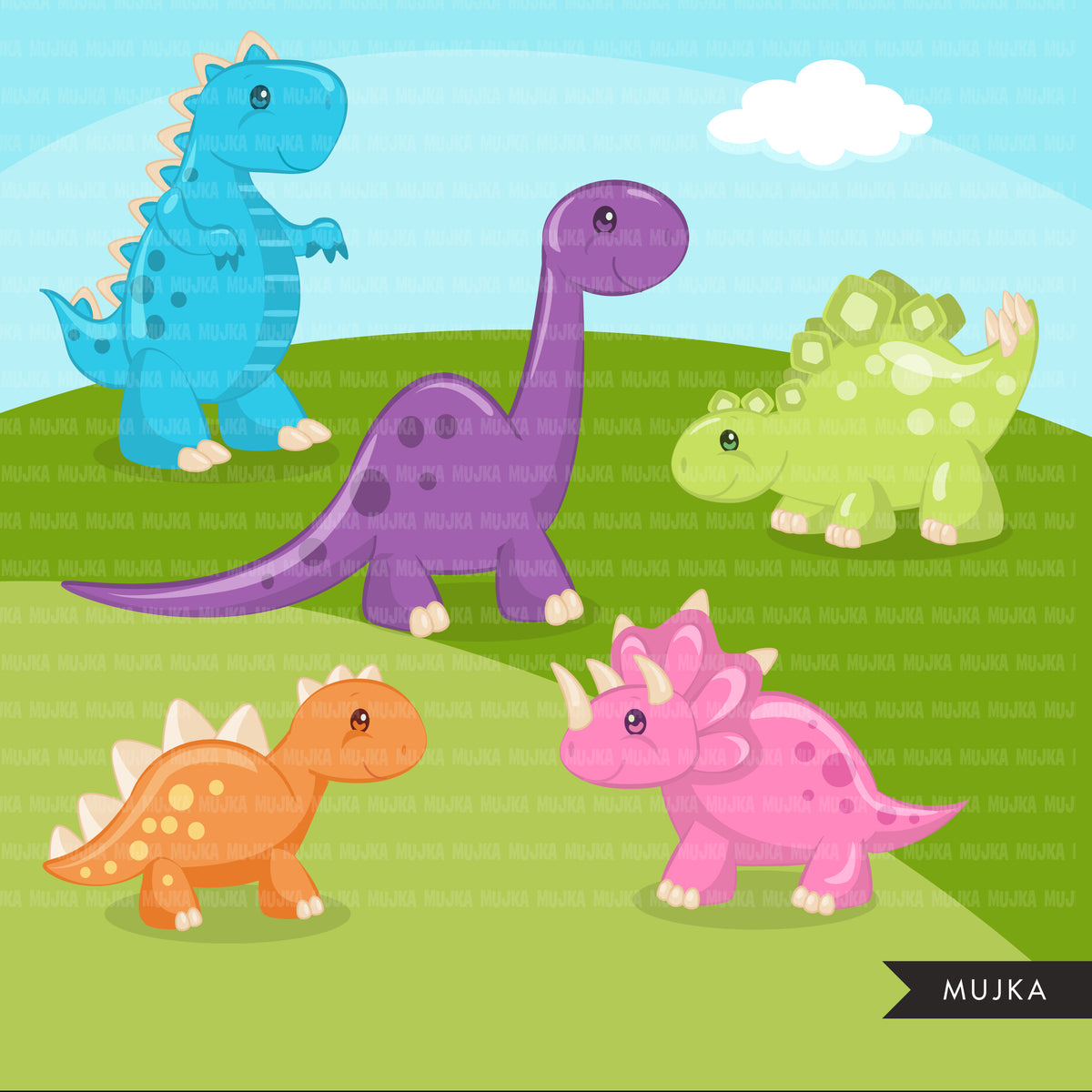 Dinosaur, cute animal clipart – MUJKA CLIPARTS