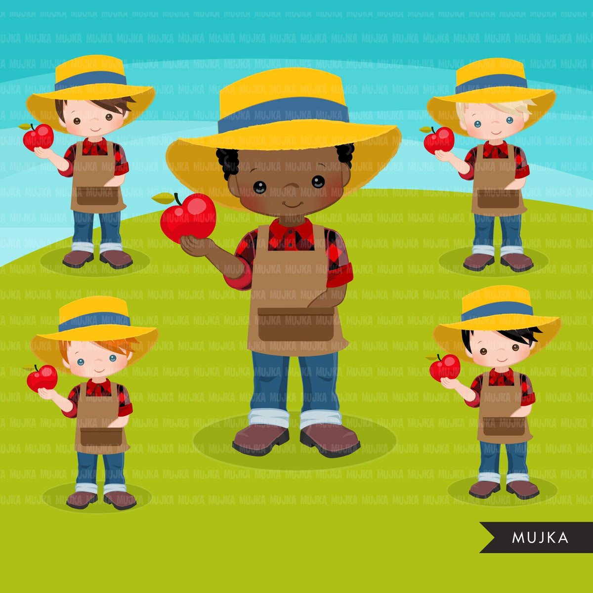 Farmer's Market clipart boys graphics, cute farmers, fall harvest, far ...