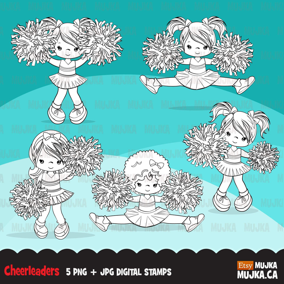 Cheerleader Digital Stamps – MUJKA CLIPARTS