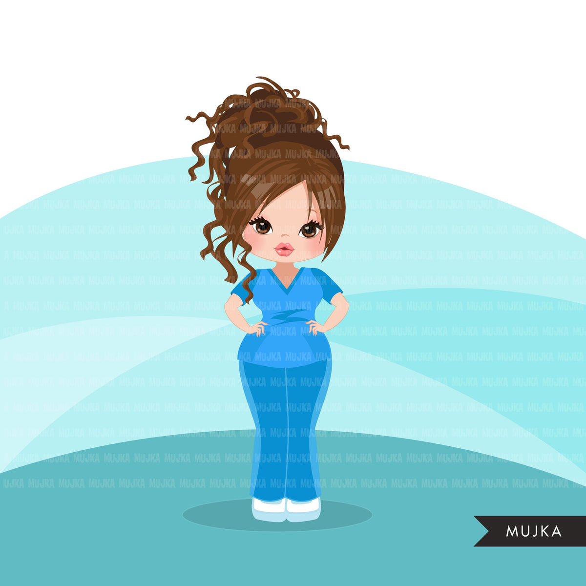 Nurse clipart with scrubs, patient chart graphics, print and cut PNG T ...