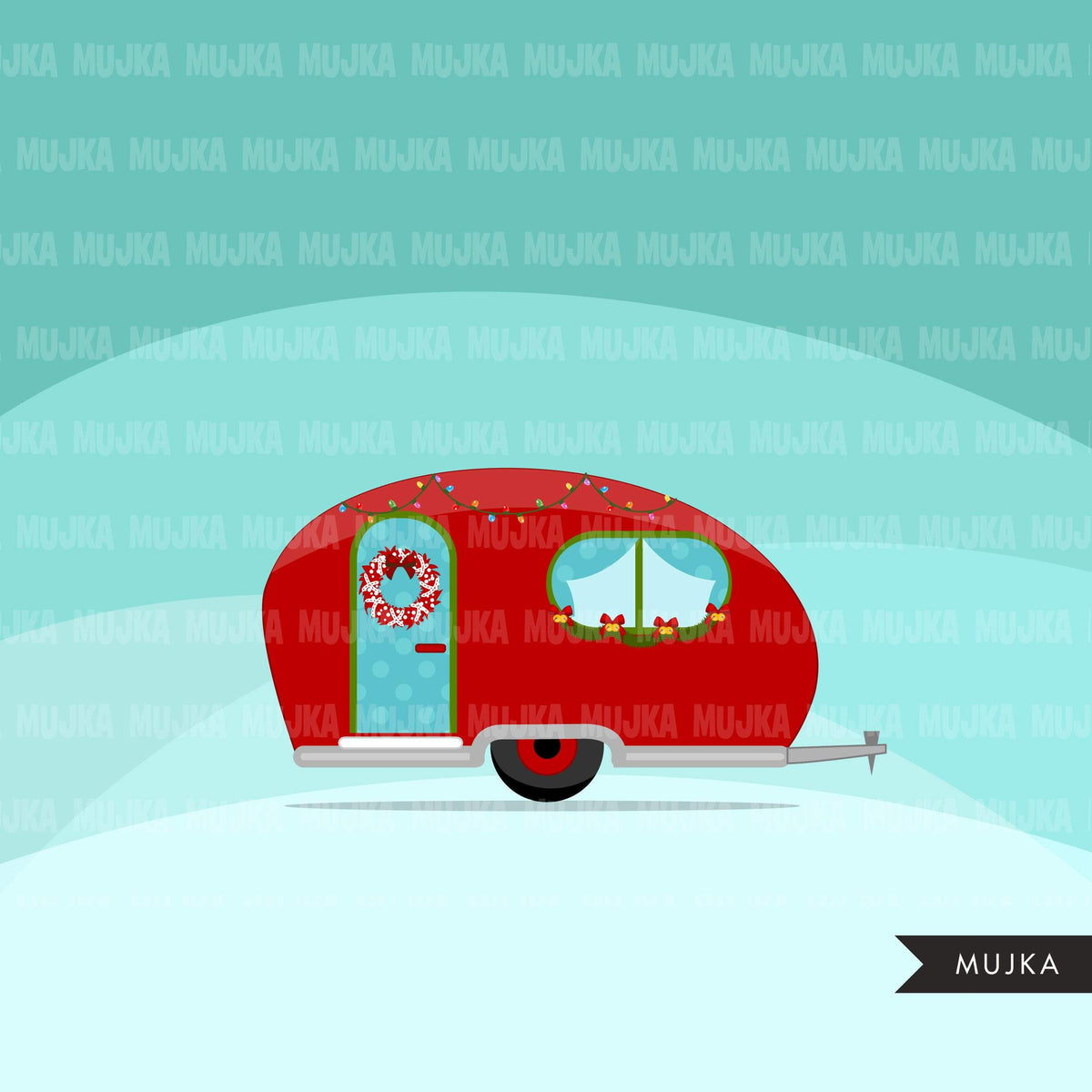 Christmas RV Vans clipart, decorated Noel camper van graphics – MUJKA ...