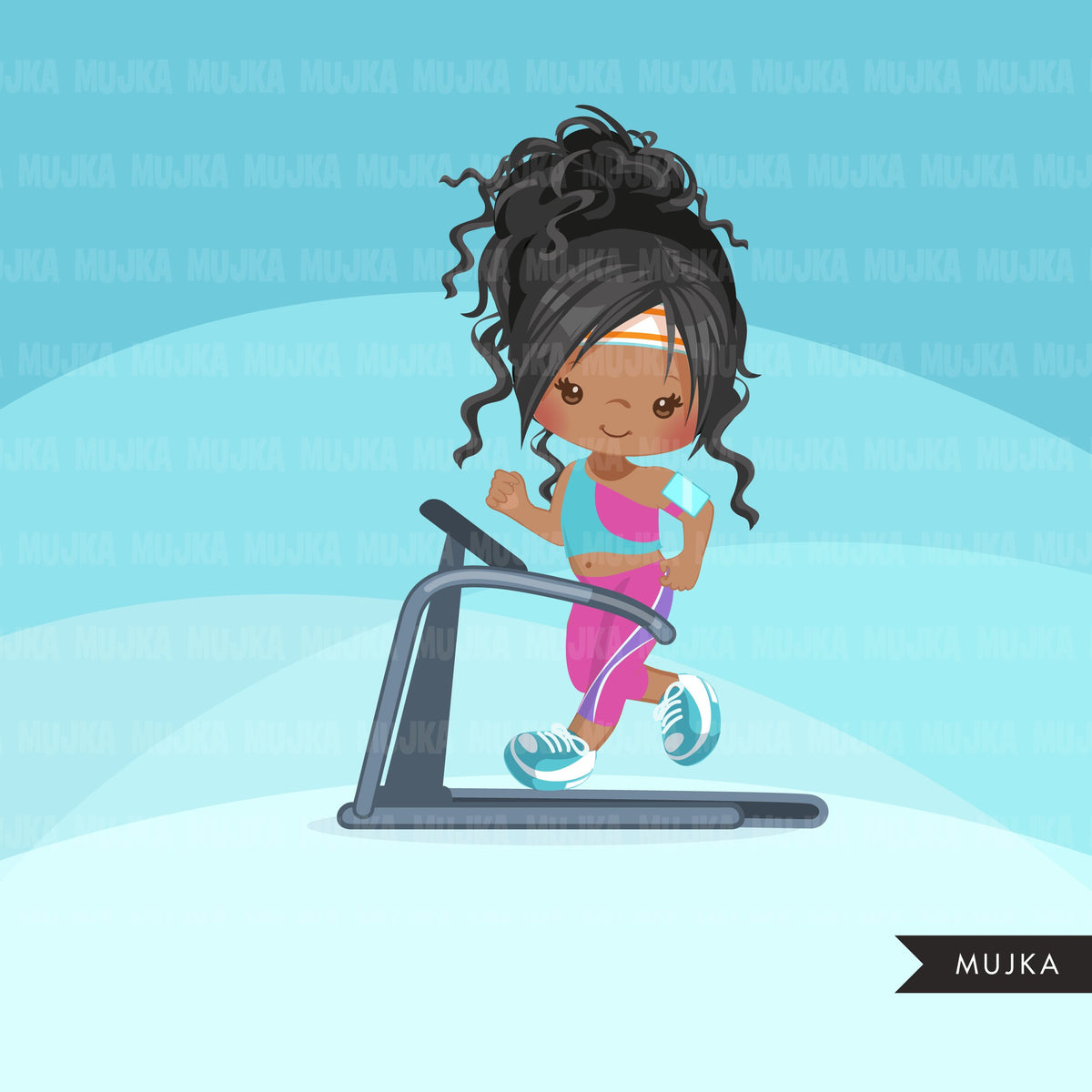 Fitness clipart, girls on treadmill, gym, healthy life style clip art ...