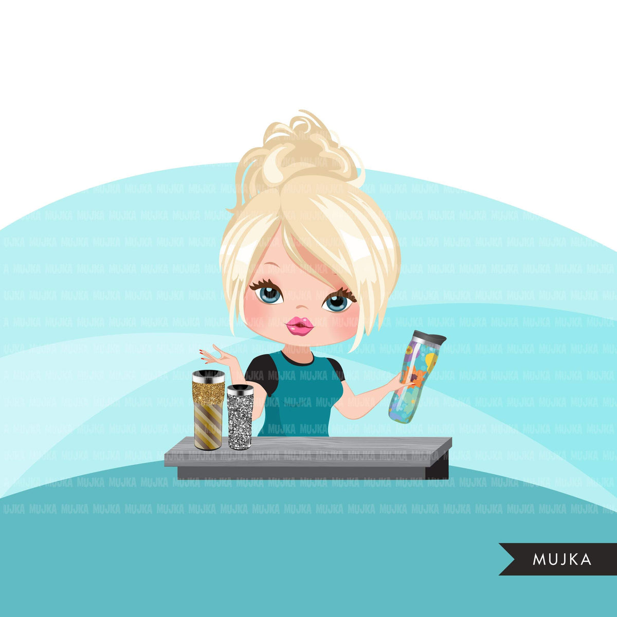 Boss Woman tumbler designer avatar clipart with glitter tumblers, prin ...