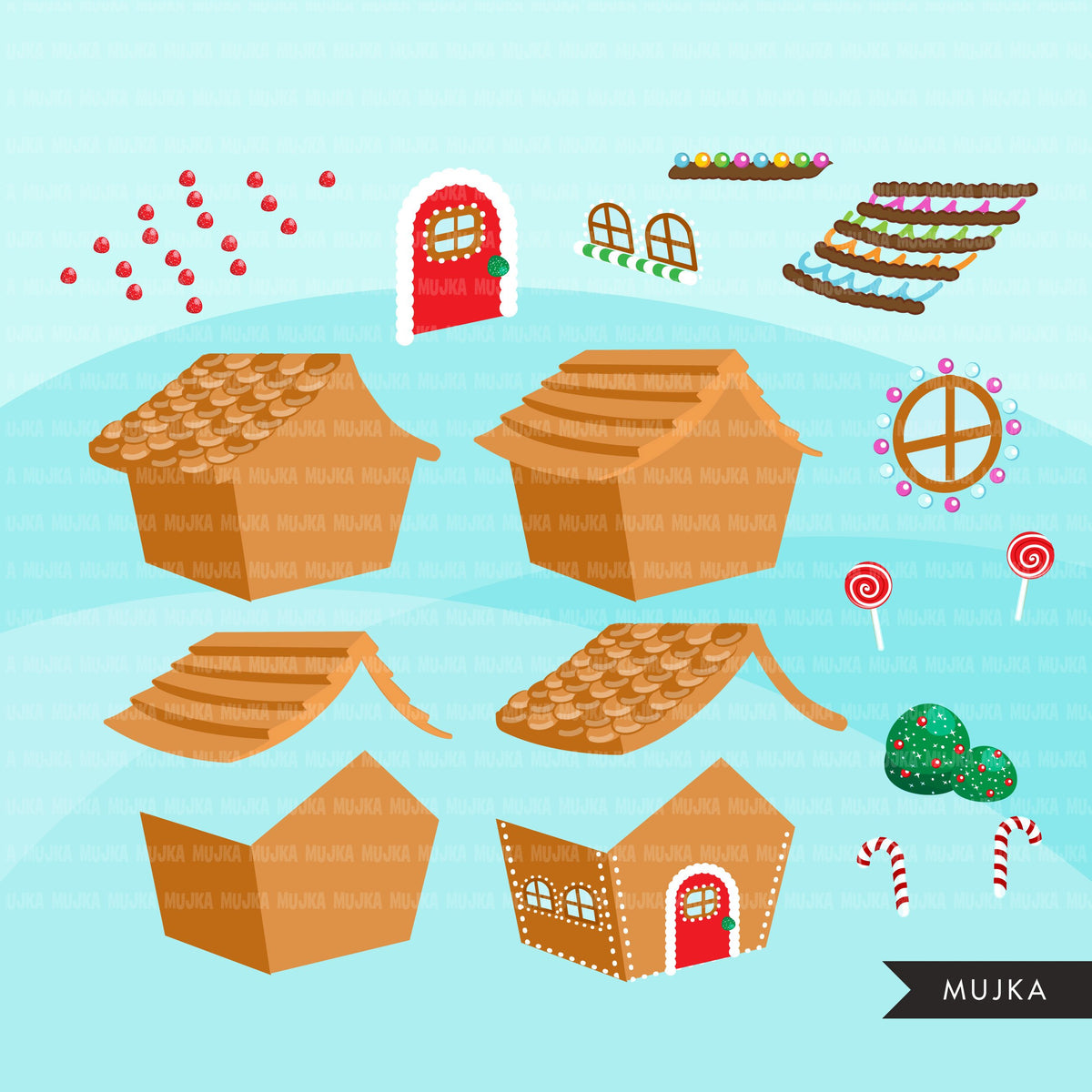 Christmas Gingerbread house creator clipart, Make your own gingerbread ...