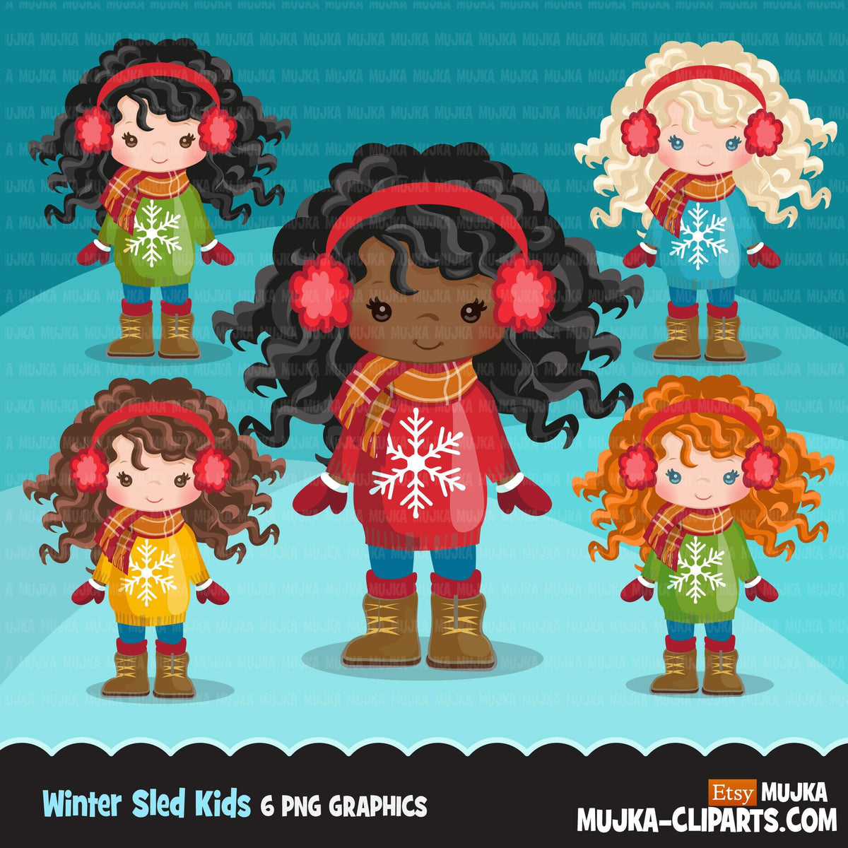 Winter sled snow kids clipart, sledding, tobogganing, winter outdoor a ...