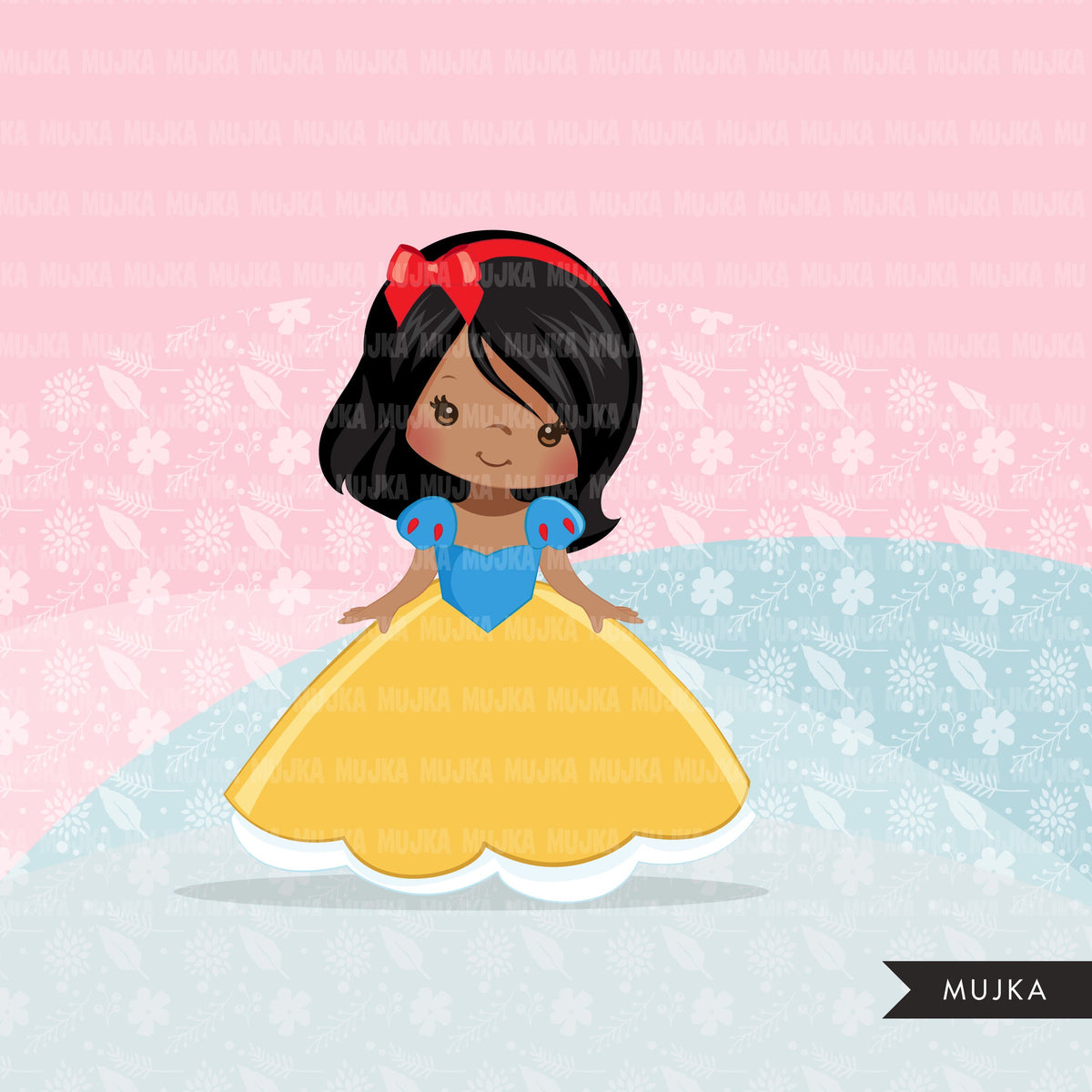 Princess clipart, fairy tale graphics, girls story book, red, blue, ye ...