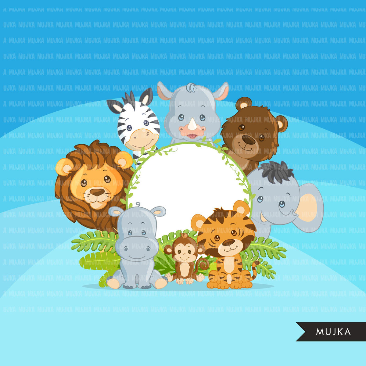 Safari Jungle frames clipart, forest frames with lion, tiger, zebra, m ...