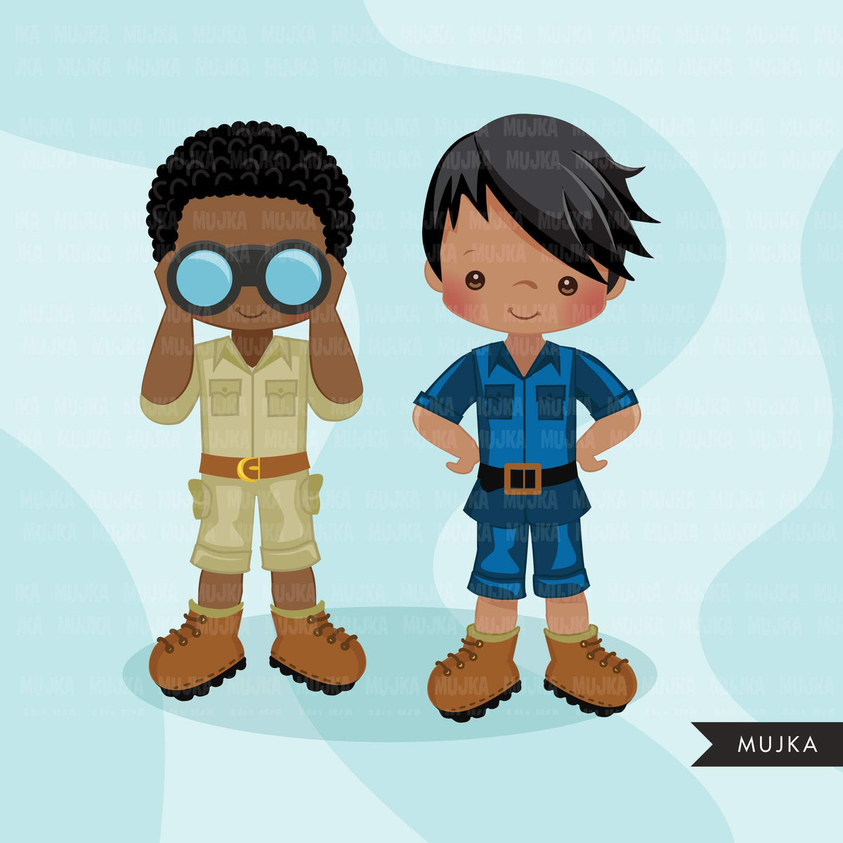 Safari Black boy Clipart, Boy scouts, camping graphics, outdoors, scho ...