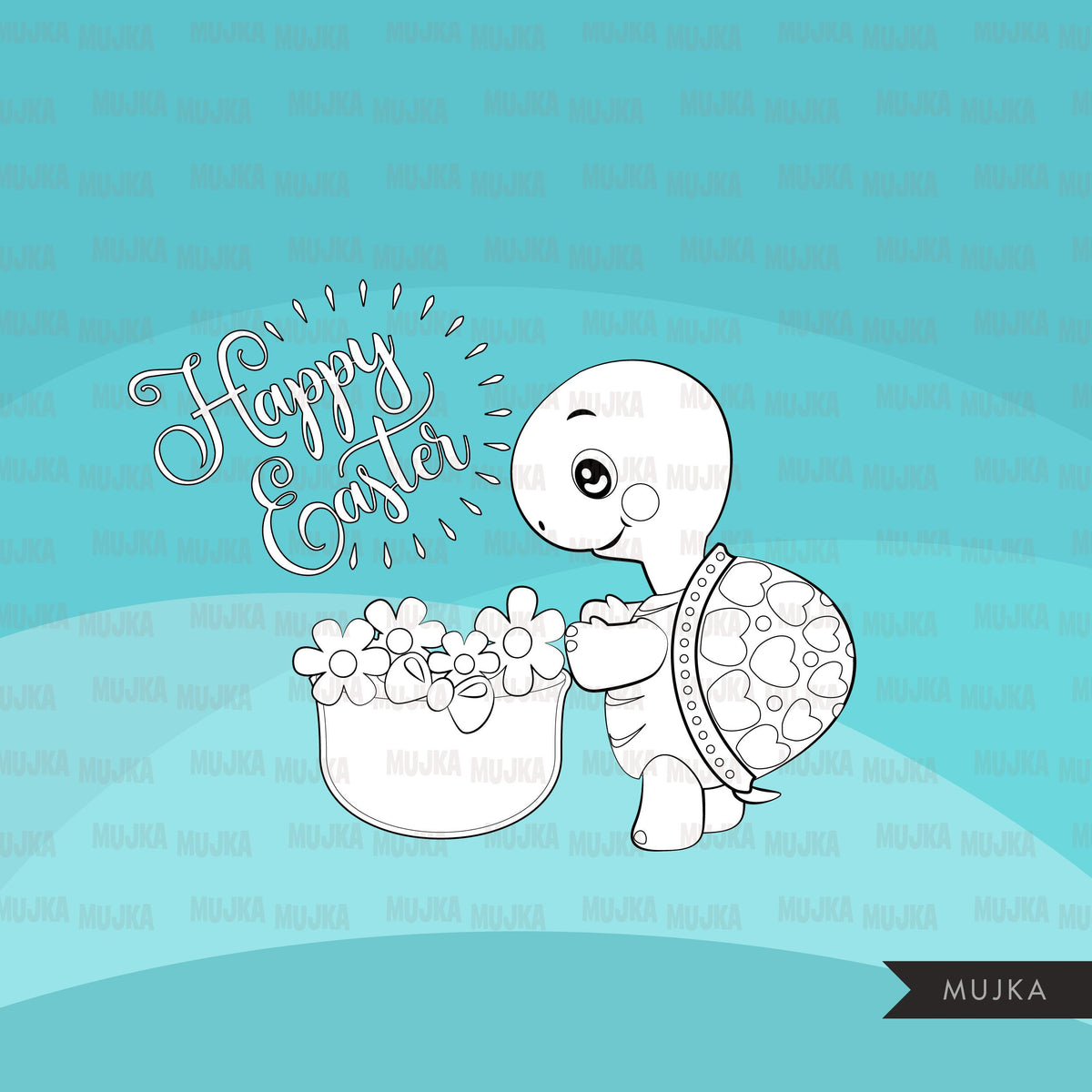 Turtles and Chicks Digital stamps, cute Easter animal graphics, colori ...