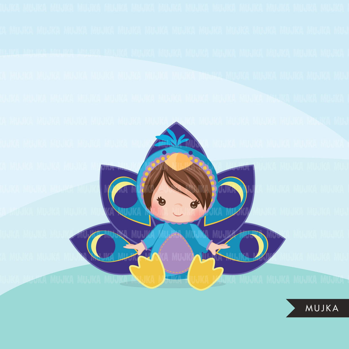 Peacock Baby clipart, animal costume baby shower graphics, card making ...