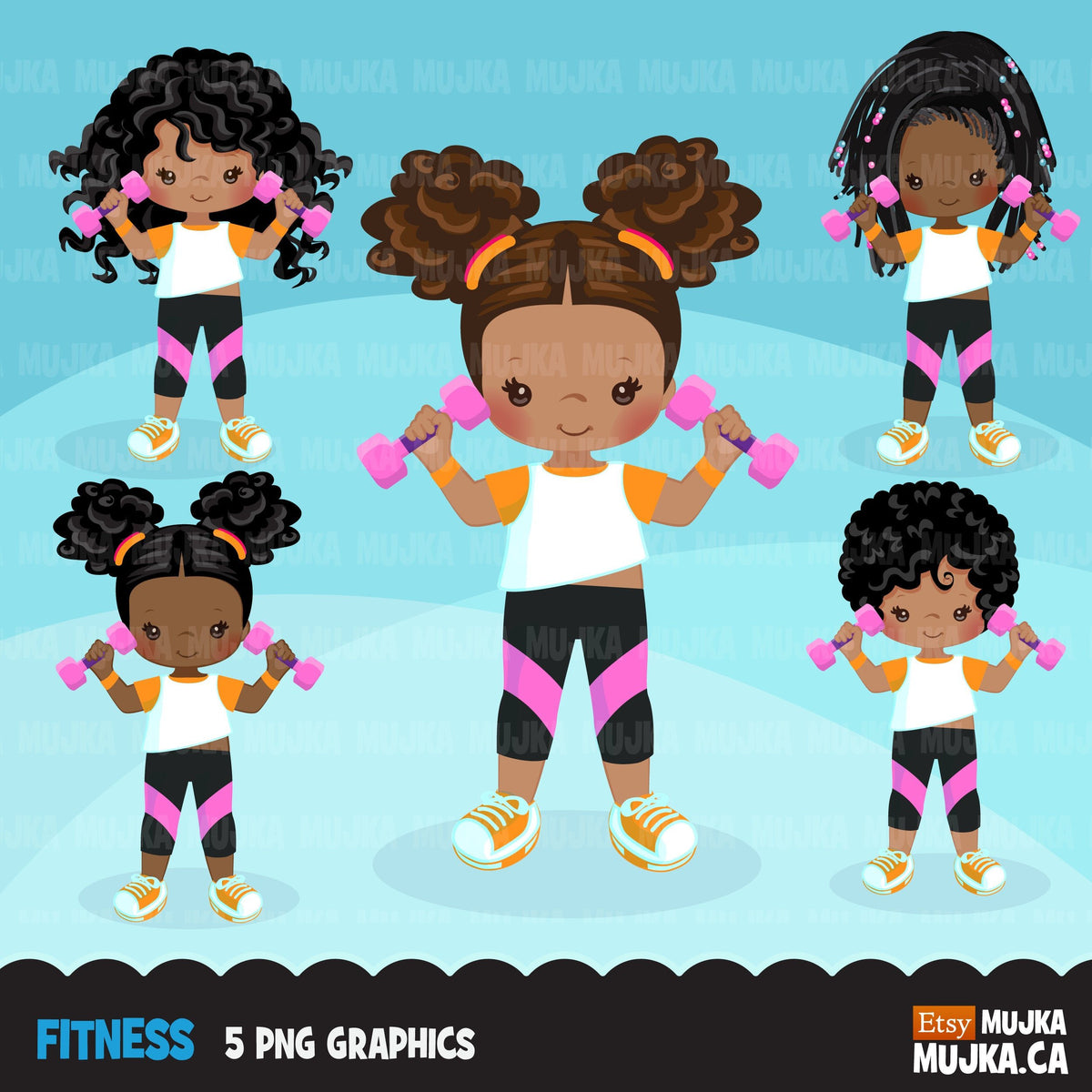 Fitness clipart Healthy lifestyle, yoga, workout, gym graphics, commer ...