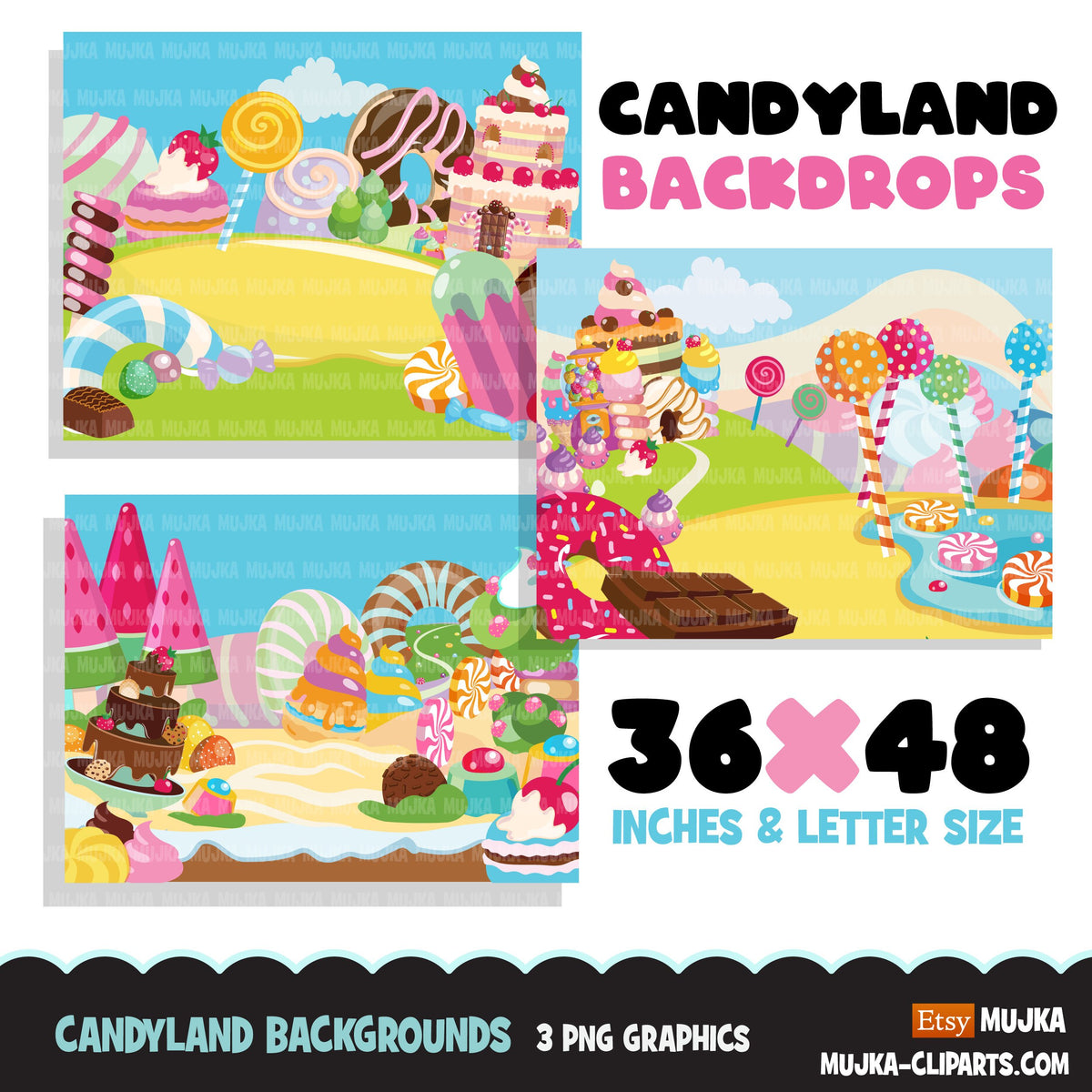 Candy land Clipart Bundle, Sweets, ice cream, donuts, chocolate, cupca ...