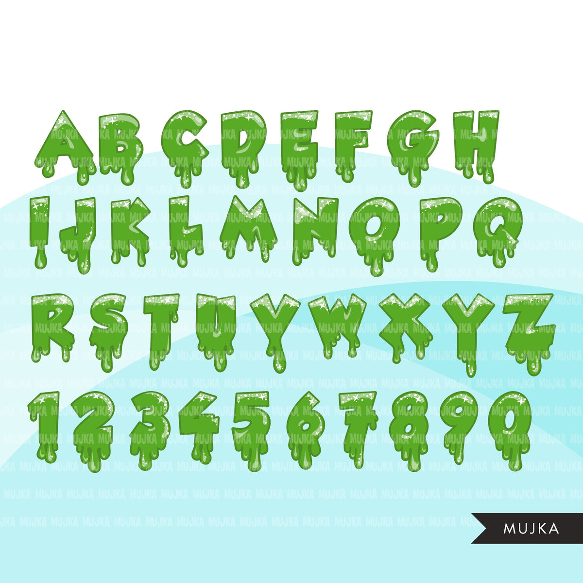 Slime Alphabet clipart, Bundle of Slime letters and numbers party clip ...