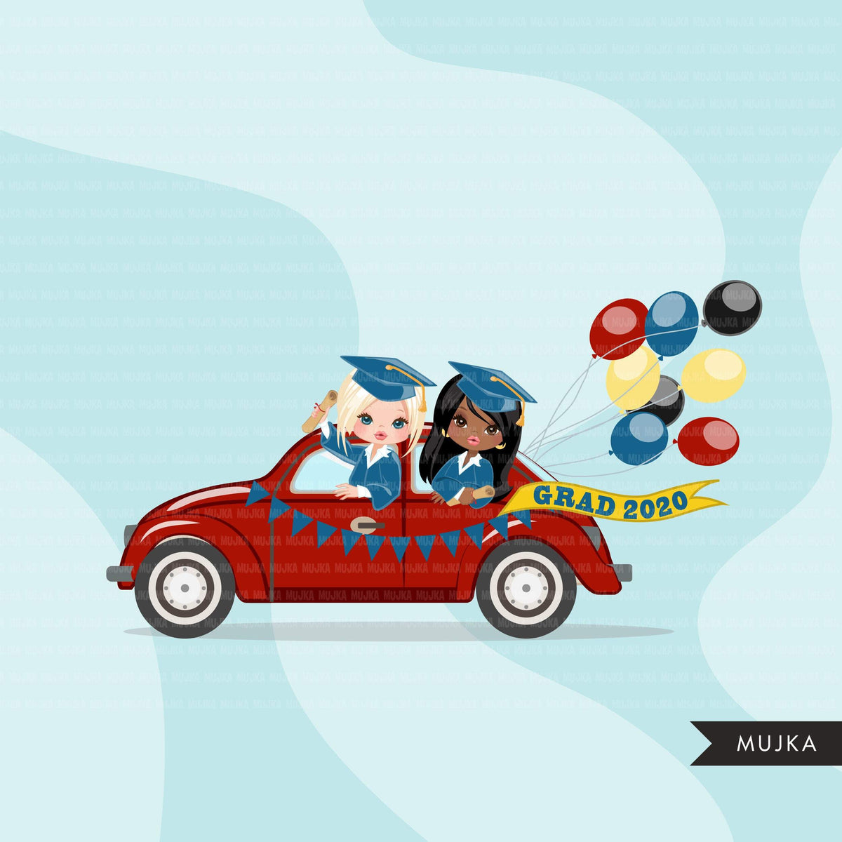 Drive by Graduation parade clipart, seniors quarantine party, drive th ...