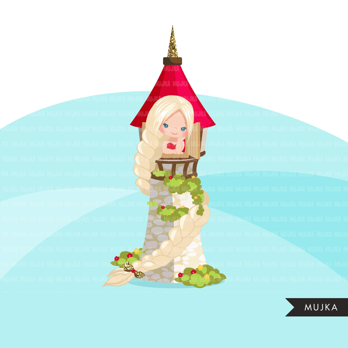 Princess Clipart, princess tower, sublimation graphics, black princess ...