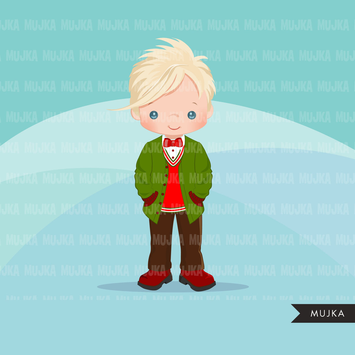 Christmas Clipart, little boy christmas outfit, Noel graphics, Holiday ...