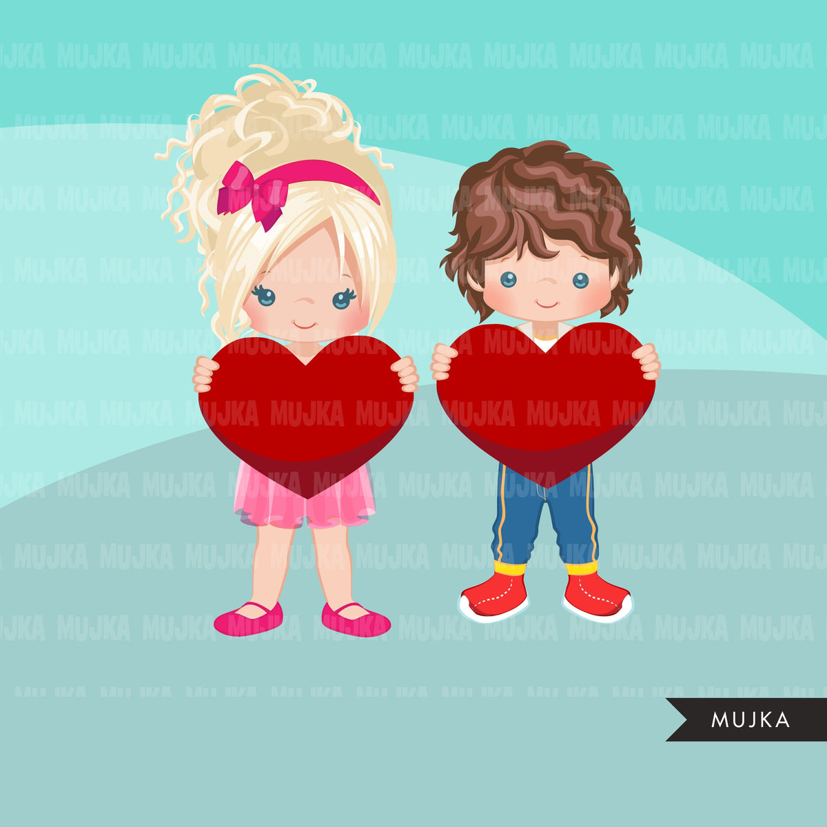 Valentine Clipart, Valentine kids BUNDLE, Valentine's Day boys, girls ...