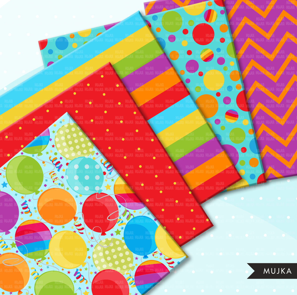 Rainbow Birthday Digital papers, seamless pattern, digital paper pack ...