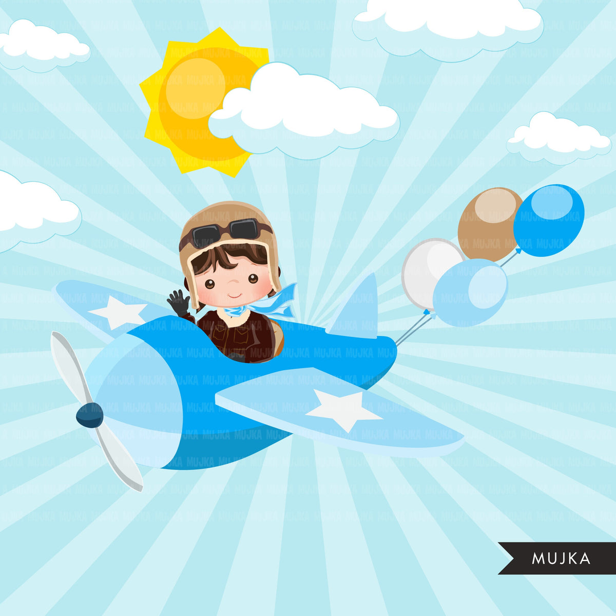 Airplane clipart bundle, pilot graphics, pilot birthday sublimation de ...