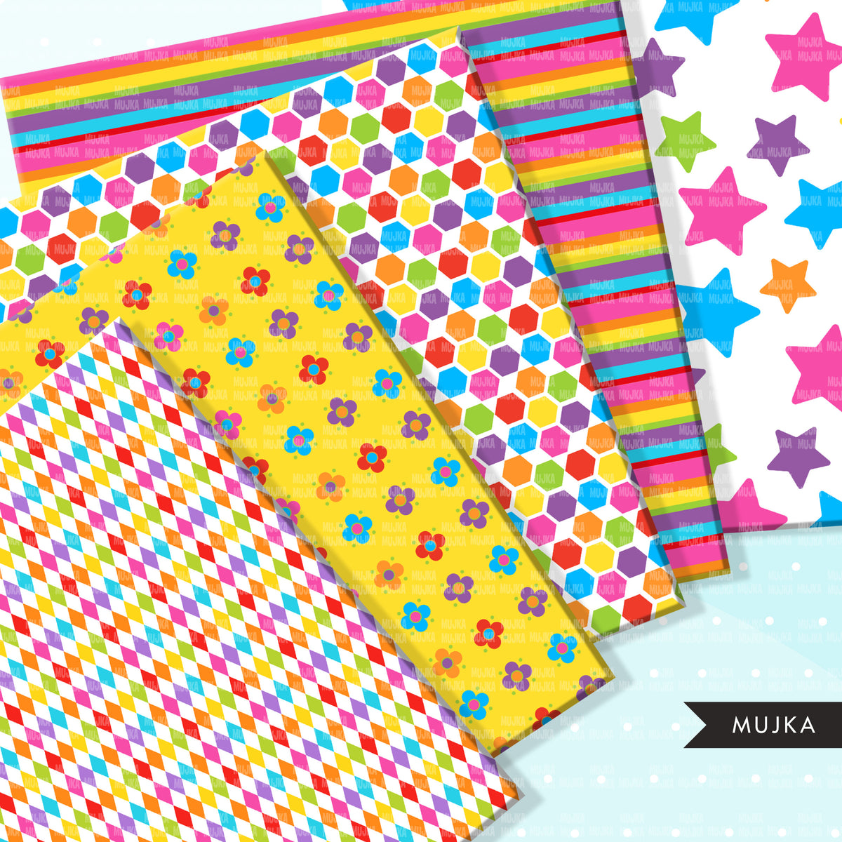 Rainbow Digital papers, seamless rainbow pattern, digital paper pack ...
