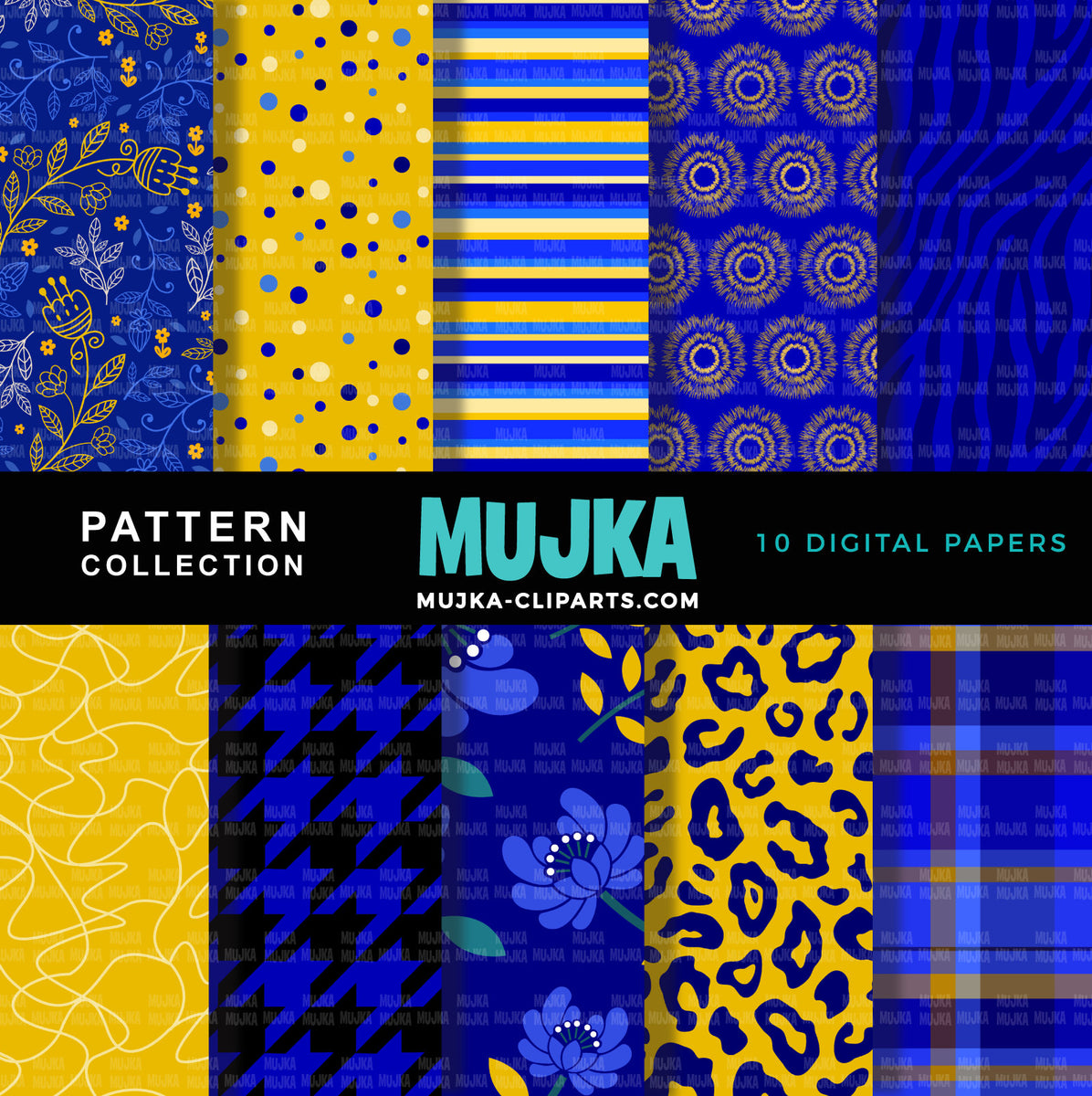 ROYAL Blue & gold Sorority digital papers, blue seamless patterns, sea ...