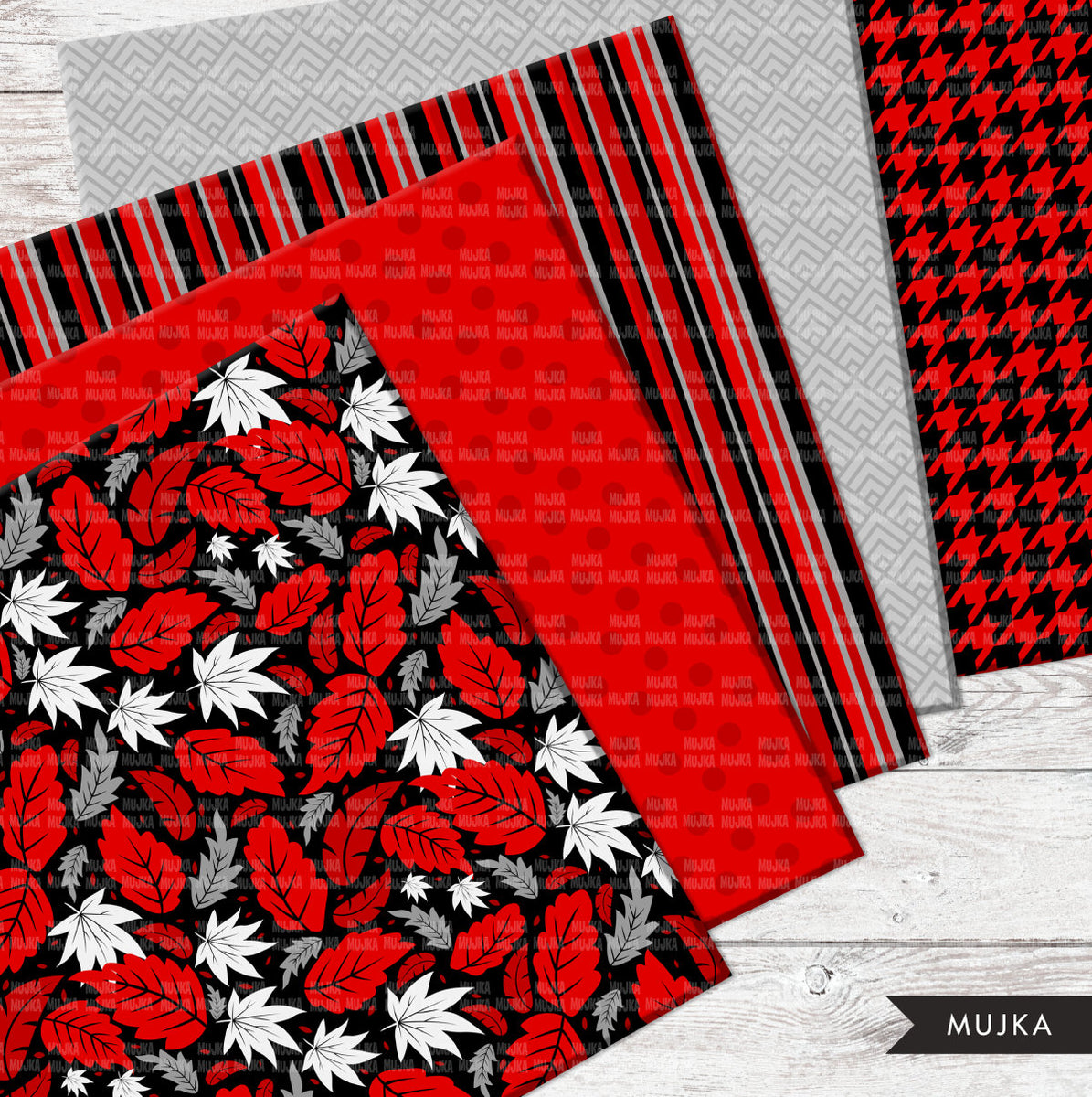 Red & Black Sorority digital papers, red seamless patterns, sublimatio ...