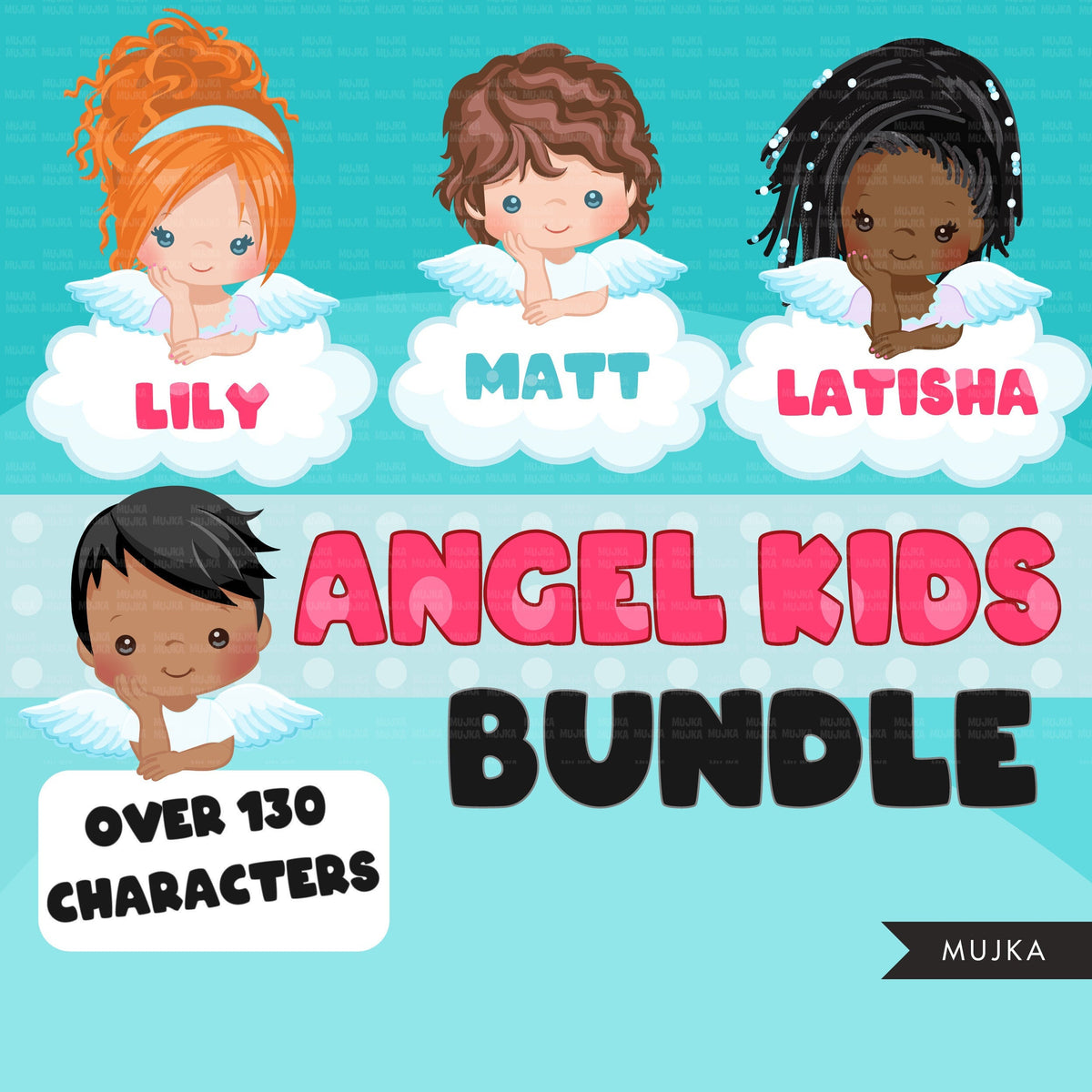 Angel Clipart Bundle, Angel kids, angel boy, angel girl, angel wings p ...