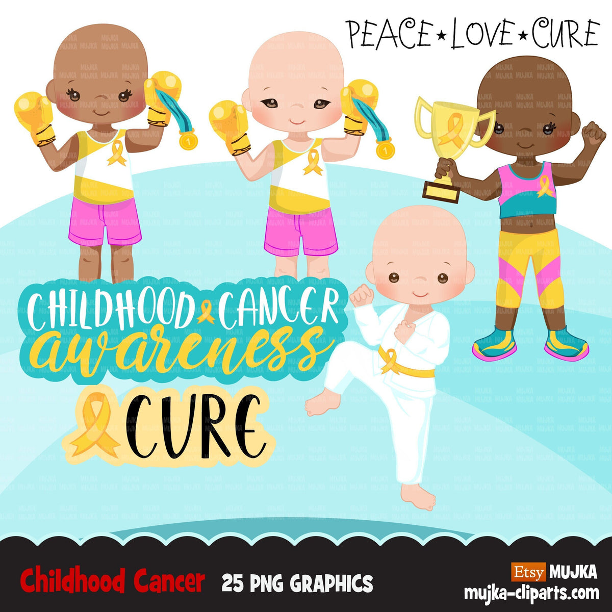 Childhood cancer clipart, cancer awareness png, yellow ribbon sublimat ...