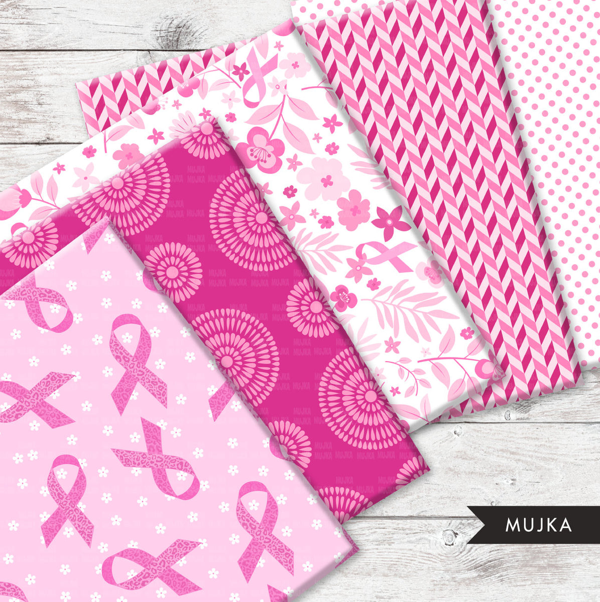 Breast Cancer digital papers, breast cancer awareness patterns, sublim ...