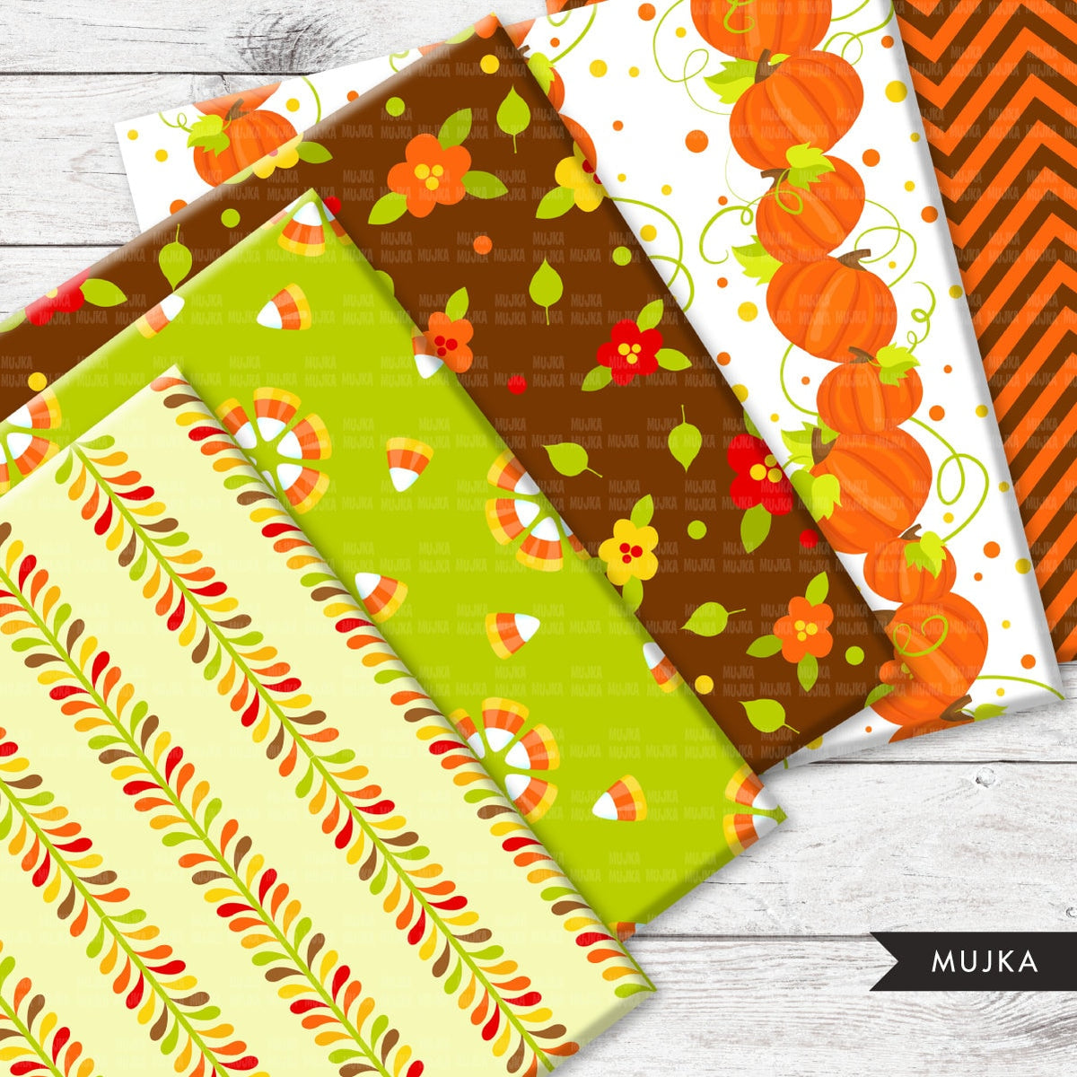 Fall Digital Papers, Autumn seamless patterns, Halloween digital paper ...