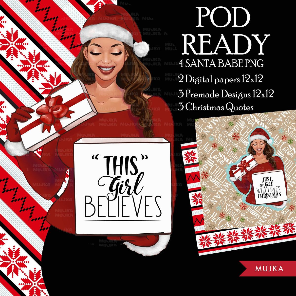 Christmas clipart, Fashion Clipart, Santa girl Clipart, women clipart ...