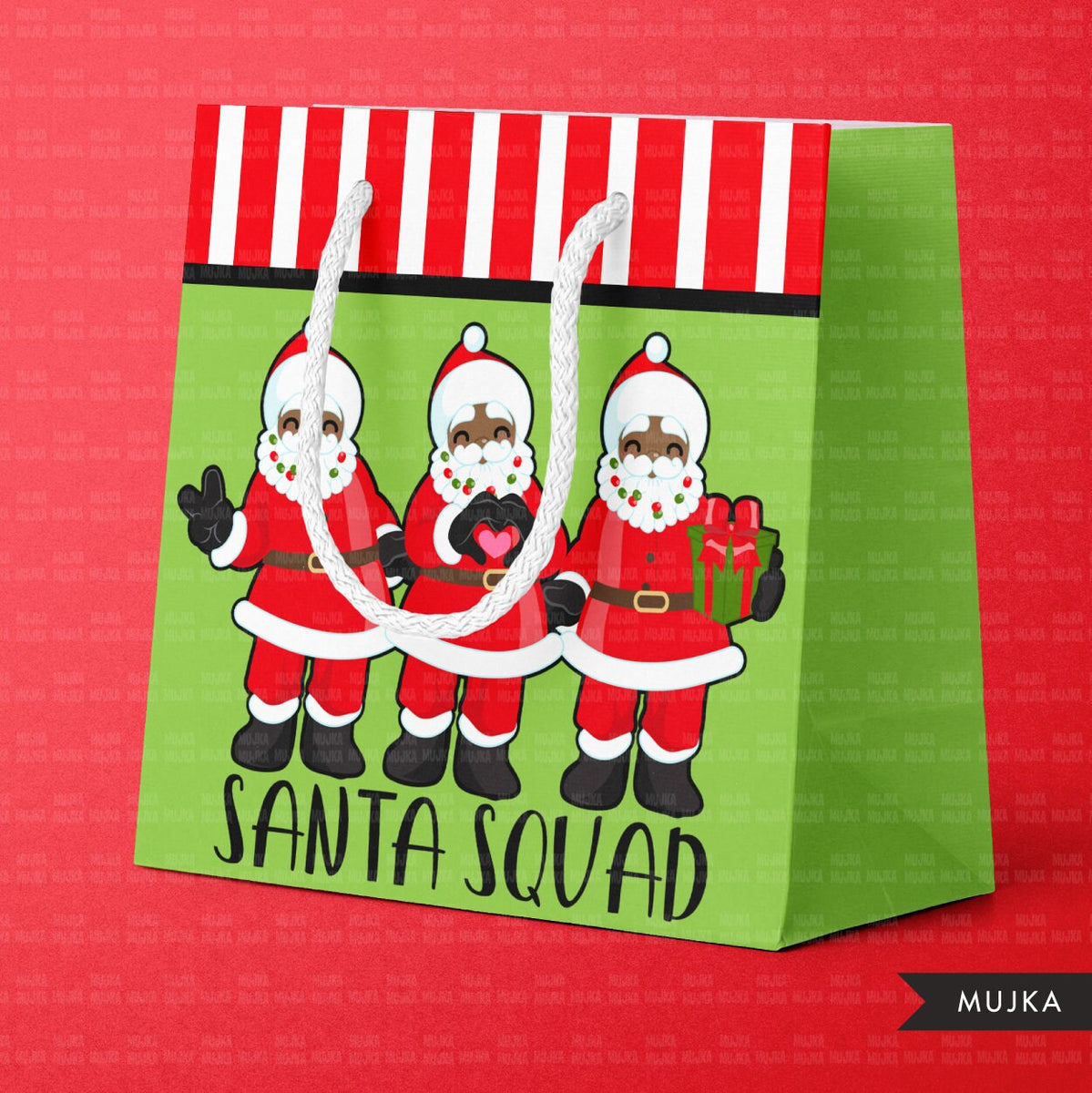 Santa squad png, Christmas squad clipart, black Santa clipart, Santa s ...