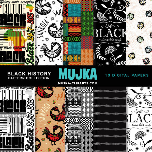 Black History digital papers, African Patterns, Juneteenth seamless di ...