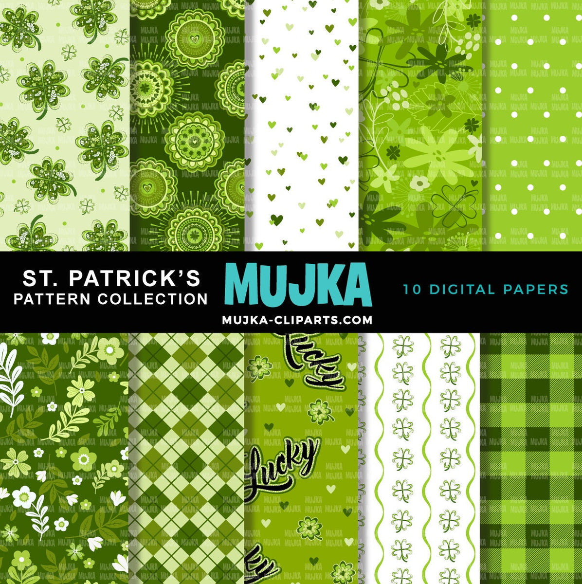 St Patricks Day digital papers, st patricks patterns, png seamless pat ...