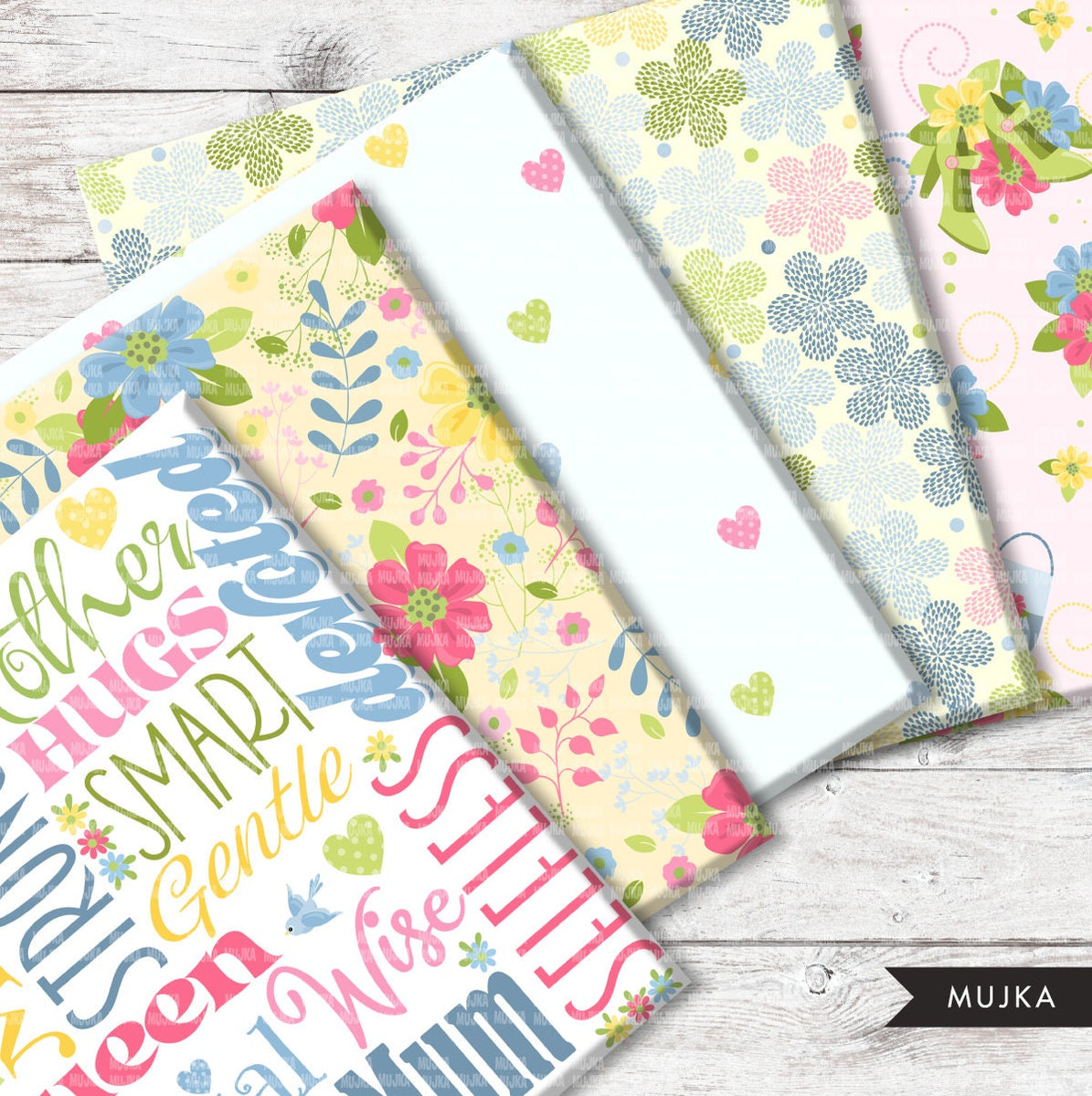 Mom digital papers, mothers day digital papers, seamless patterns, spr ...