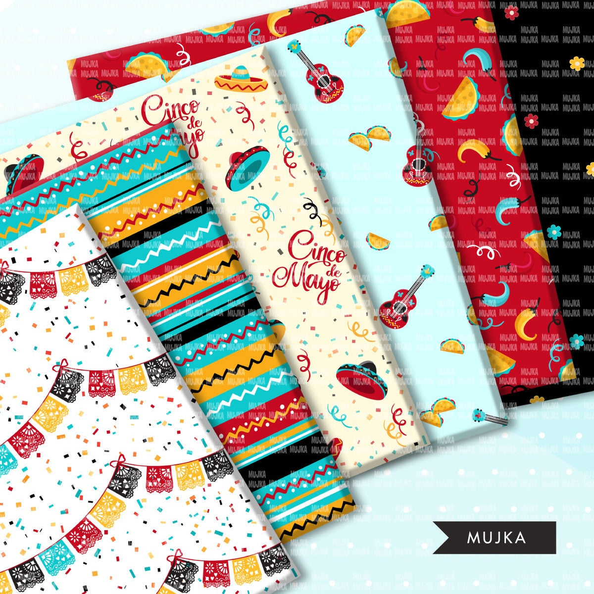 Cinco de Mayo digital papers, Mexican digital papers, cinco de mayo pn ...