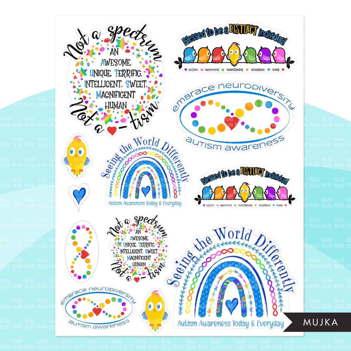 Autism stickers, Neurodiversity bundle, autism png, autism awareness p ...