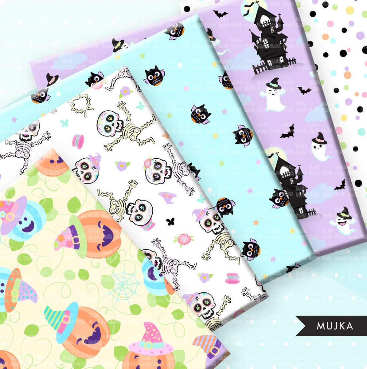 Halloween Digital Paper, pastel Halloween digital download, baby Hallo ...