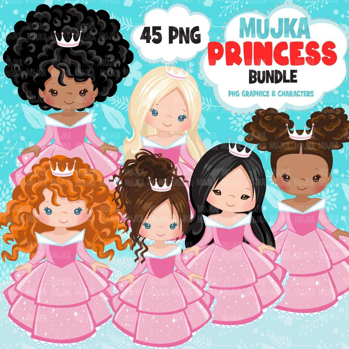 Princess Bundle, princess png, pink princess clipart, birthday bundle ...