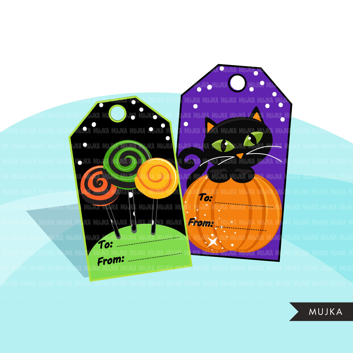 Halloween gift tags, pumpkin digital stickers, Ripper stickers, Hallow ...