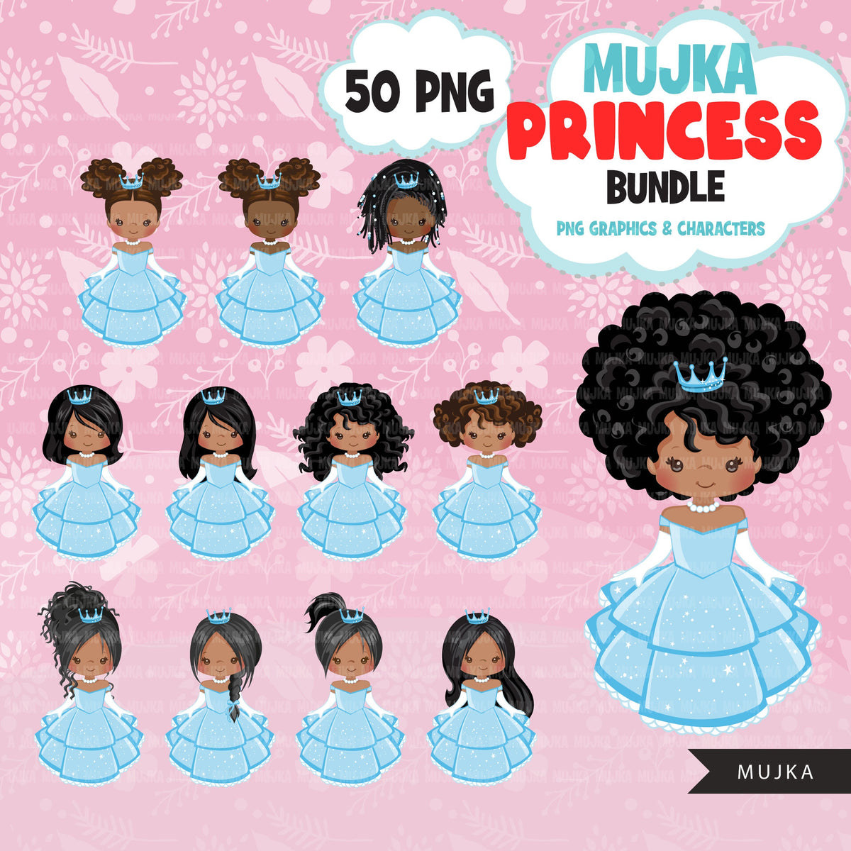 Princess Bundle, princess png, princess clipart, birthday bundle, blac ...