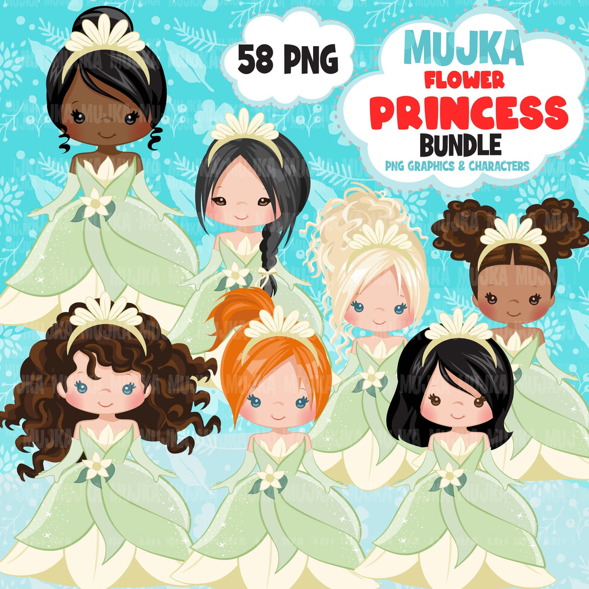 Princess Bundle, princess png, princess clipart, birthday bundle, blac ...