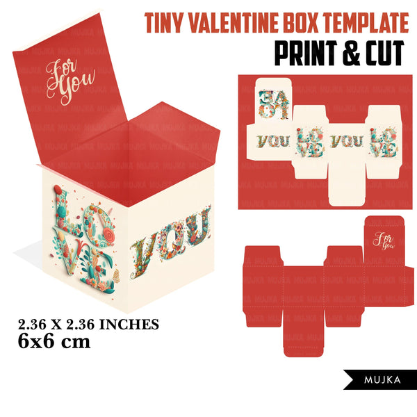 Valentine's Day gift box template, love gift box, gift box for her, pr ...