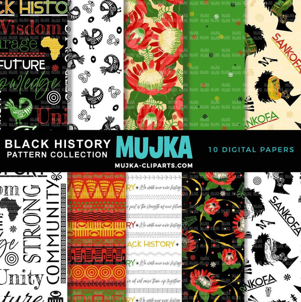 Black History digital papers, African digital papers, African patterns ...