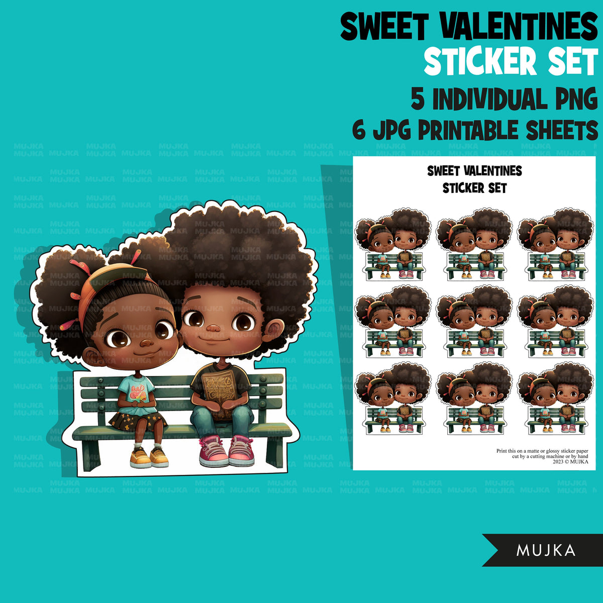 Valentine's Day stickers, Cute black kids stickers, couples png, valen ...