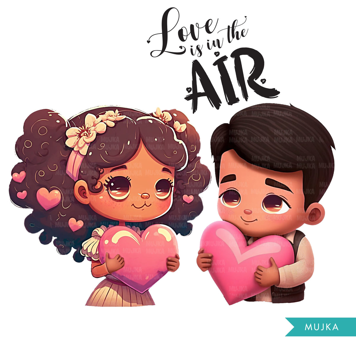 Love is in the air, Valentine clipart, Latina girl valentine, Latino b ...